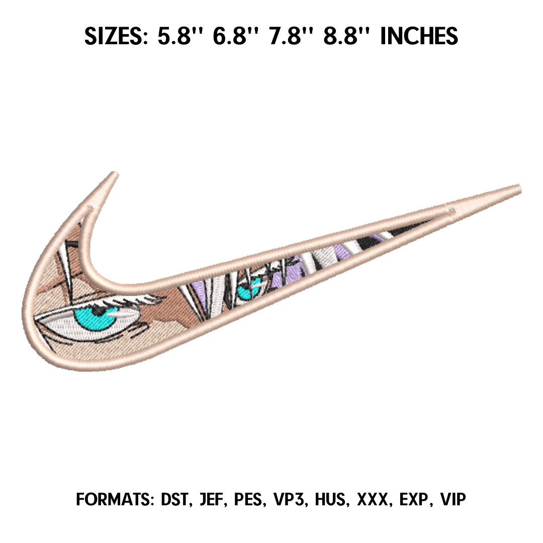 Swoosh Satoru Gojo Embroidery Design File, Jujutsu Kaisen An | Inspire ...