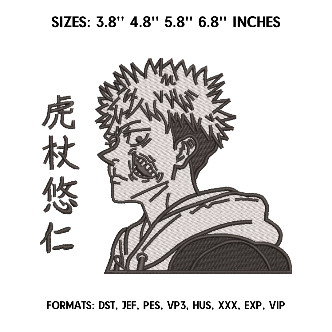 Yuji Itadori Embroidery Design File, Jujutsu Kaisen Anime Em | Inspire ...