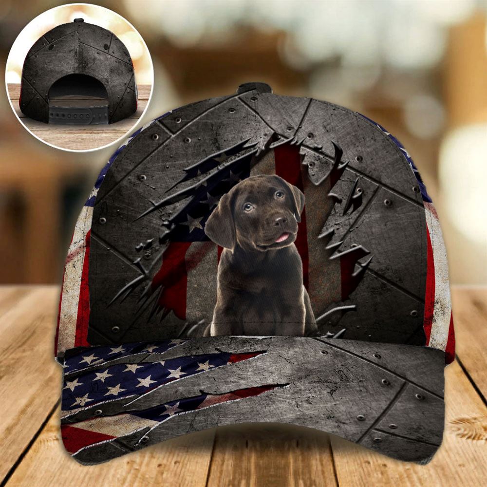 Chocolate Labrador On The American Flag Cap Custom Photo, Cl | Inspire ...