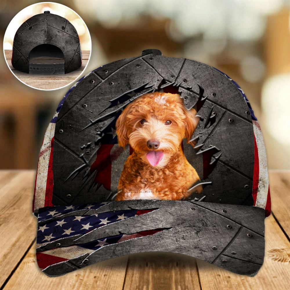 Goldendoodle On The American Flag Cap Custom Photo, Classic | Inspire ...