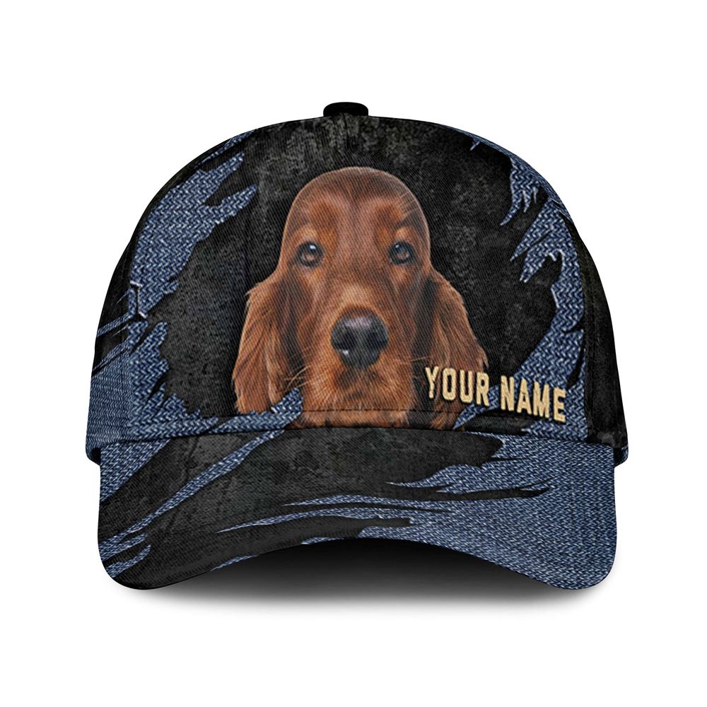 Irish Setter Jean Background Custom Name & Photo Dog Cap, Cl | Inspire ...