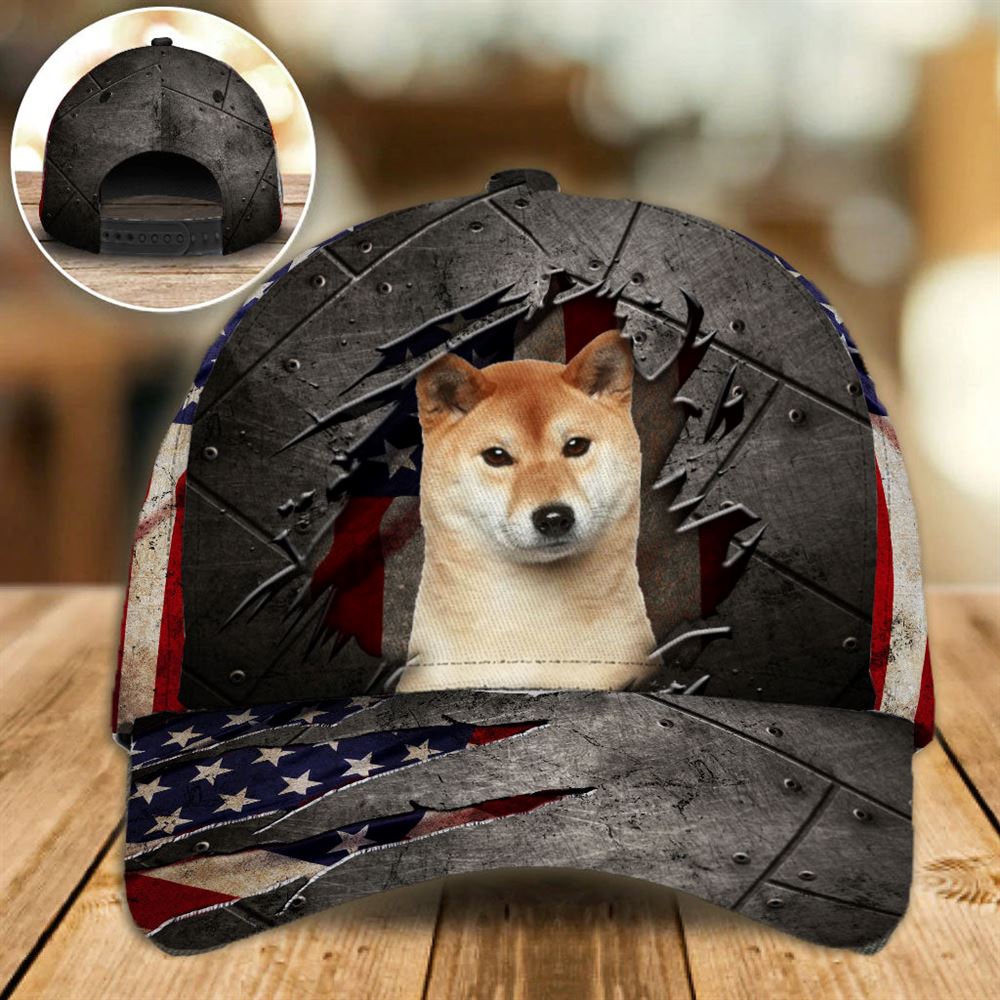 Shiba Inu On The American Flag Cap Custom Photo, Classic Bas | Inspire ...