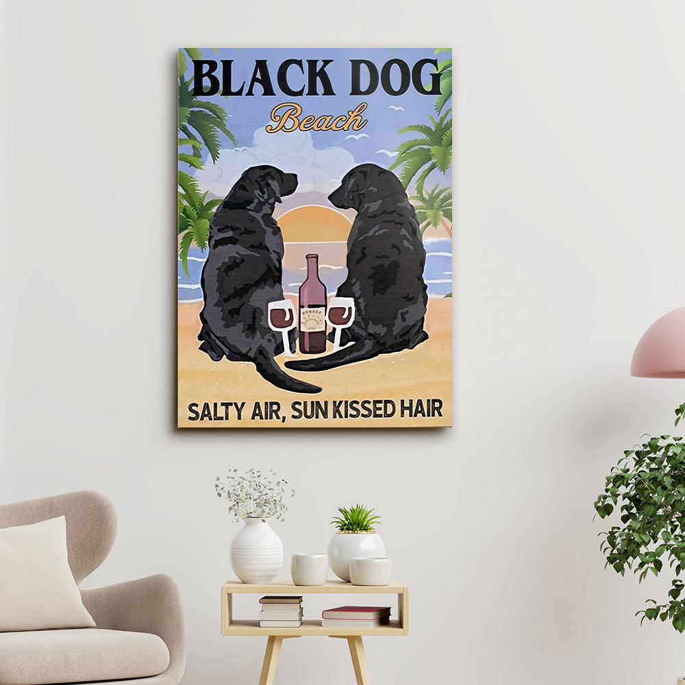 Black Dog Beach Salty AirSun Kissed Hair, Dog Canvas Poster, | Inspire ...