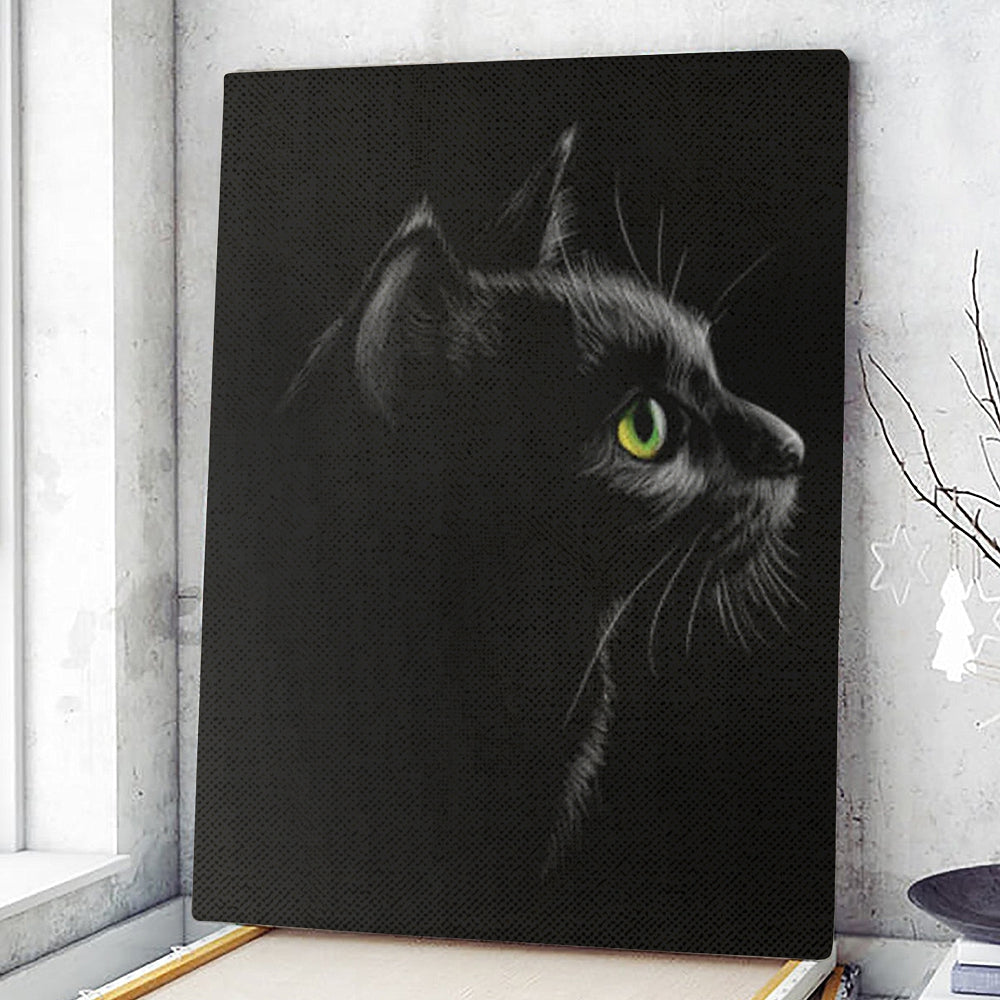 Cat Portrait Canvas, Black Cat Wall Art Canvas, Cats Canvas | Inspire ...