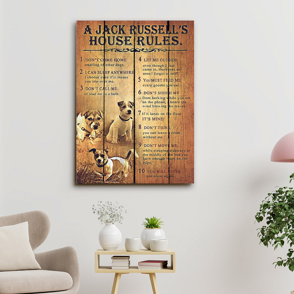 Jack Russell Art, A Jack Russell's House Rules, Dog Canvas P | Inspire ...