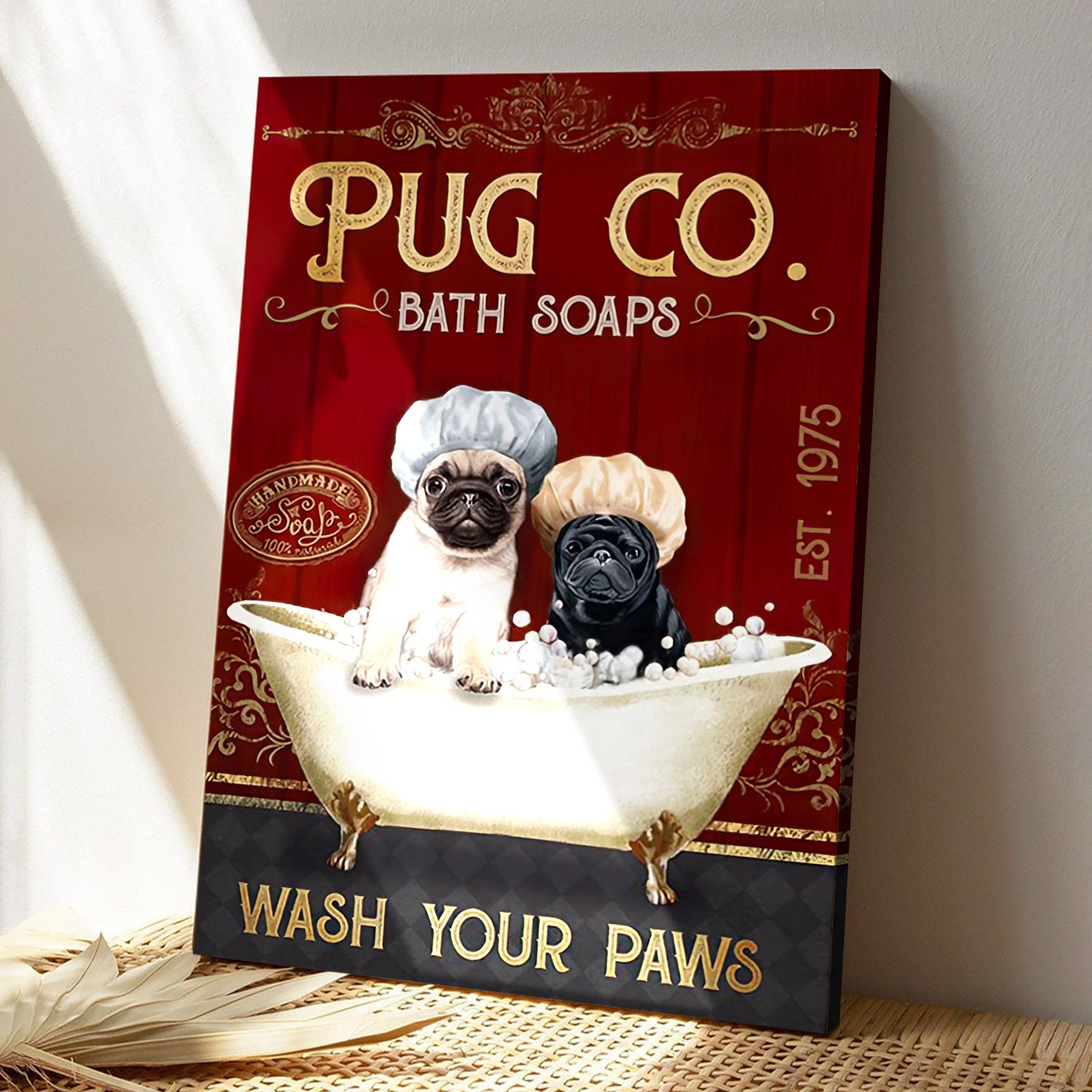 Pug Co Bath Soaps Wash Your Paws, Dog Canvas Poster, Dog Wal | Inspire ...