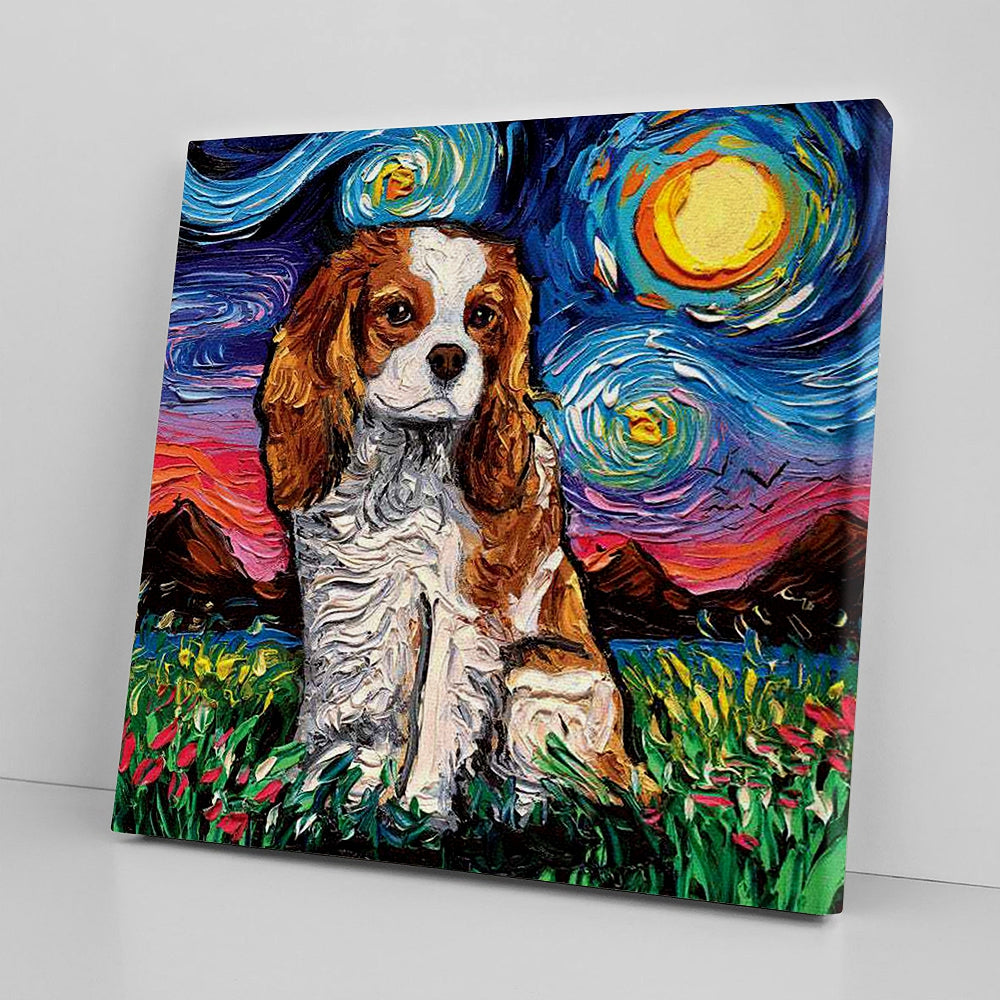 Dog Square Canvas, Cavalier King Charles Spaniel Night, Canv | Inspire ...