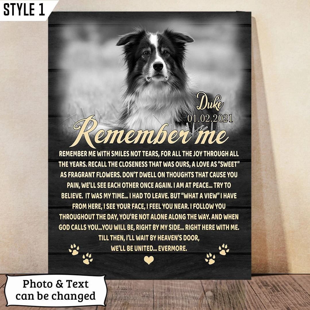 Remember Me With Smiles Not Tears Dog Printable Canvas Poste | Inspire ...