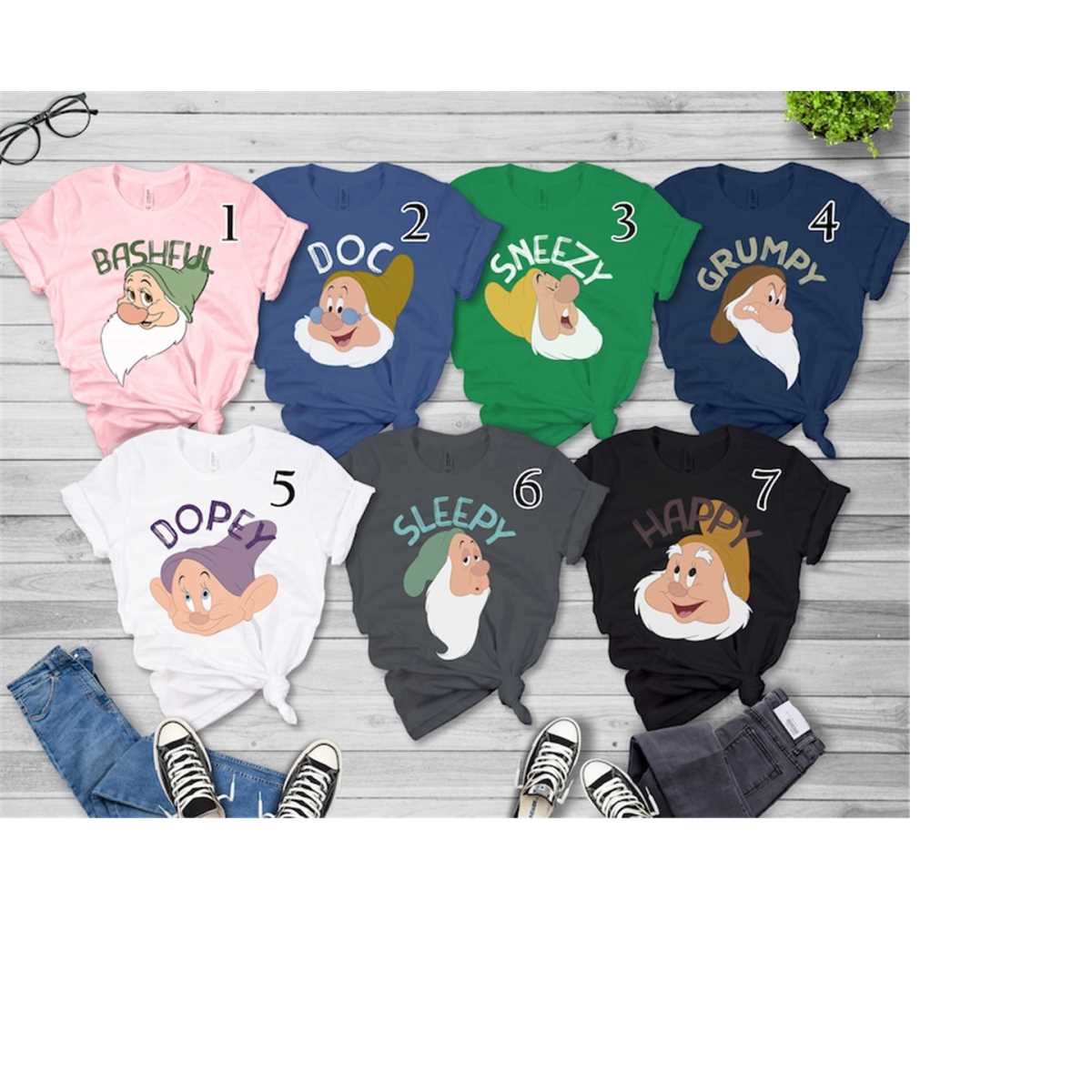 Disney Grumpy Doc Happy Sneezy Sleepy Bashful Dopey Face TSh | Inspire ...