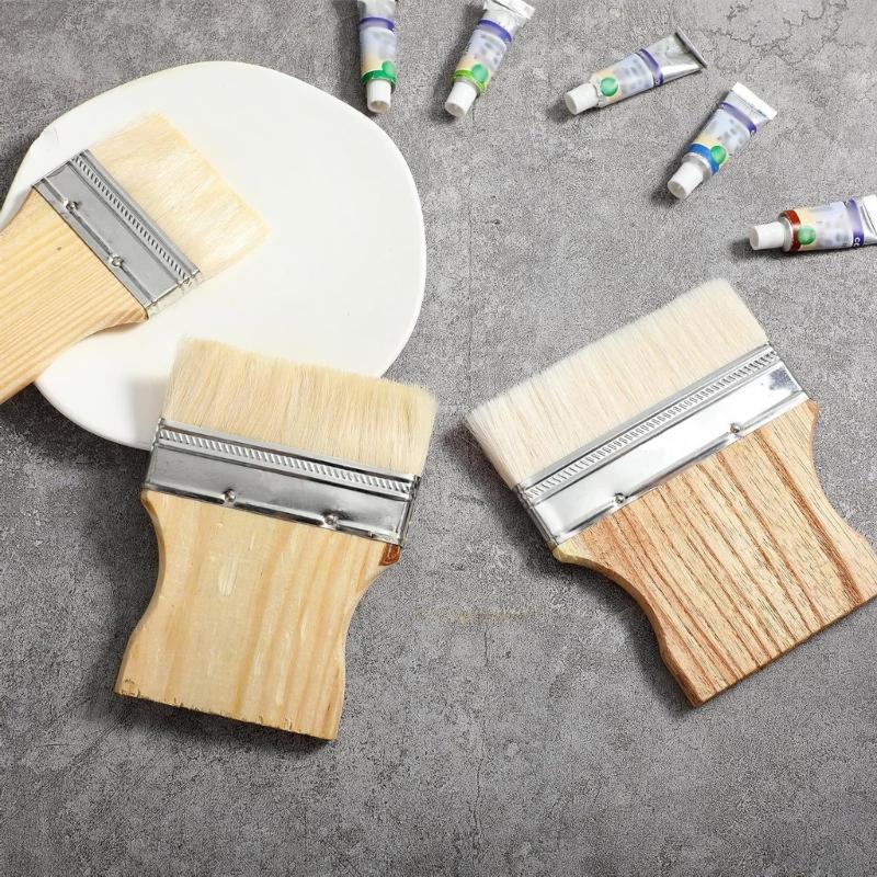 4Pcs Wool Flat Paddle Paint Brush for Oil and Acrylic Paints | Inspire ...