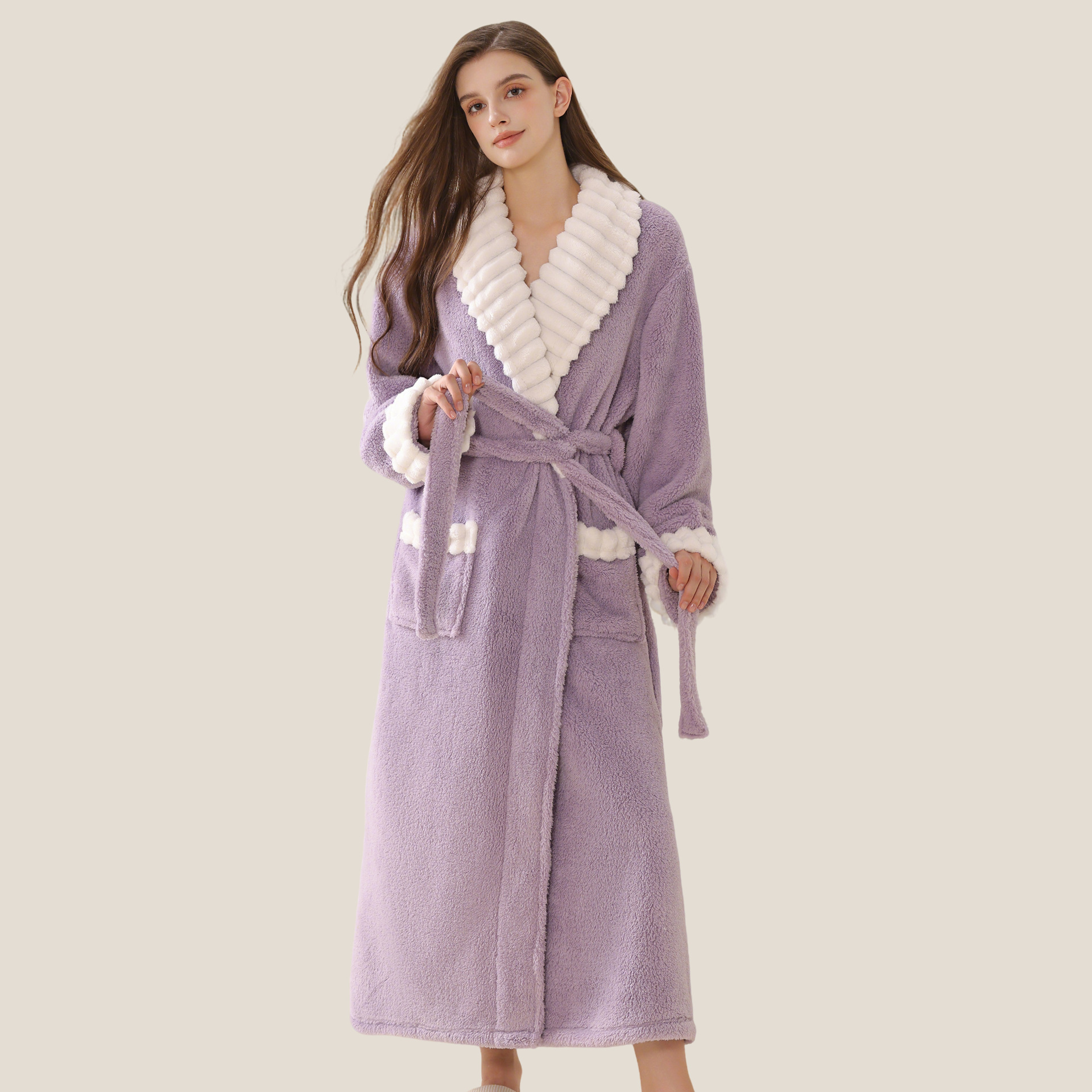 Winter Warm Coral Fleece Nightgown for Women, Cozy Pocket Ni | Inspire ...