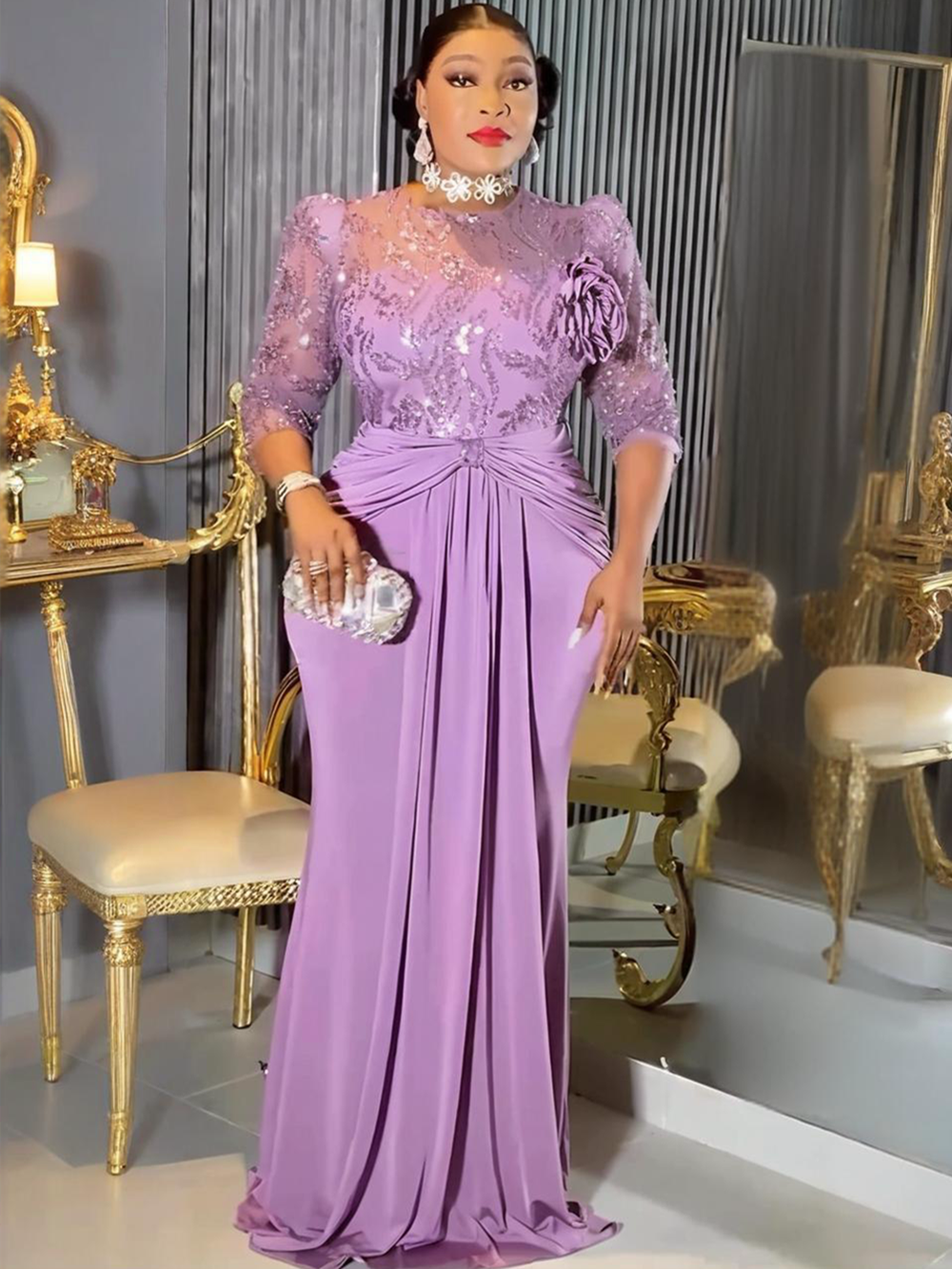 Party Dresses for Women Dashiki Sequin Long Bodycon Gown | Inspire Uplift