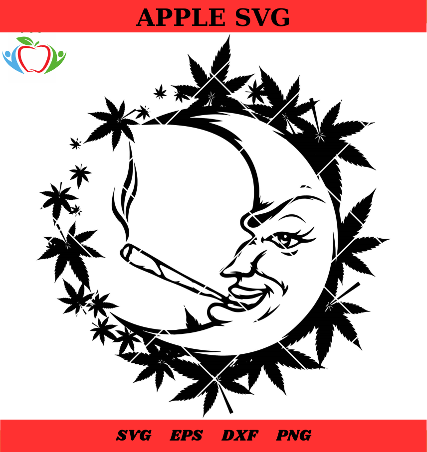 Mouth of the Moon Smoking a Cigarette Svg, Moon Smoking Weed | Inspire ...