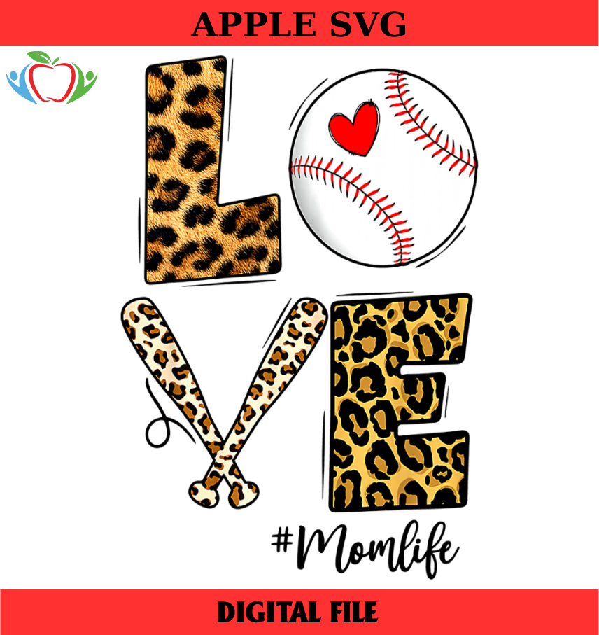 Mom Life Love Baseball Bat Leopard Print PNG,Mothers Day Png | Inspire ...