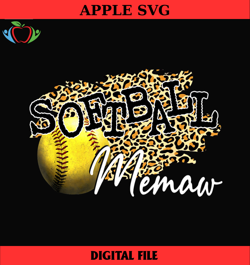 Softball Memaw Leopard Print Clipart PNG,Mothers Day Png,Mom - Inspire ...