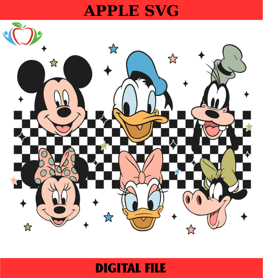Disney Mickey and Friends Checkered SVG, Disney Svg ,Disney - Inspire ...