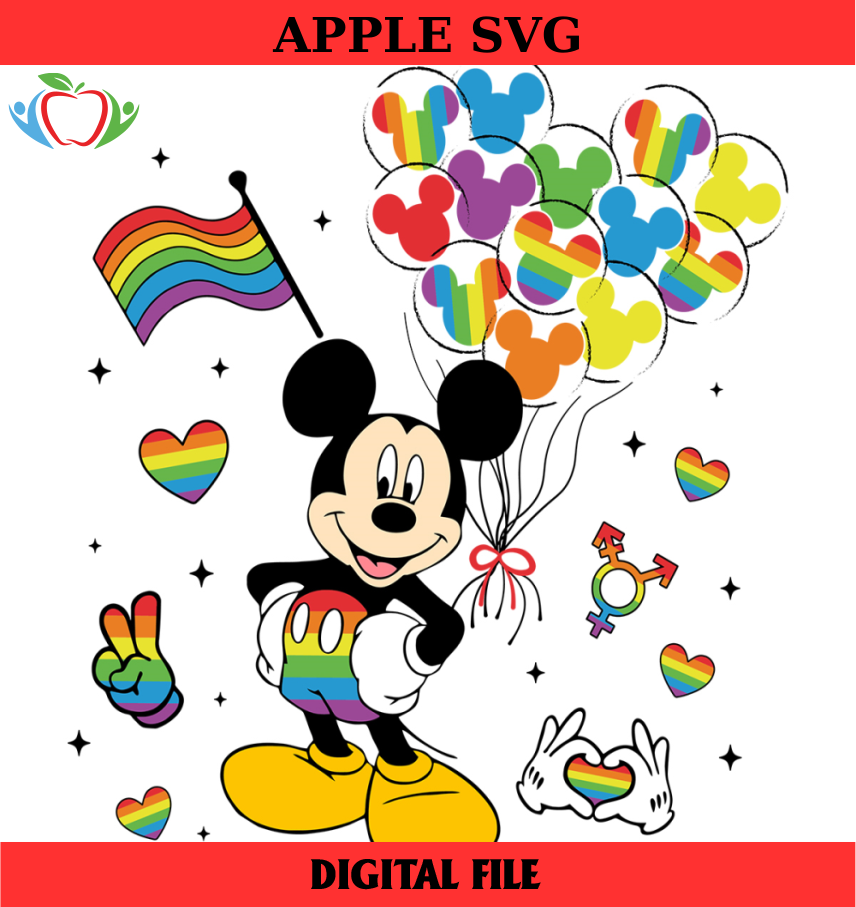 Mickey Mouse LGBT Pride Balloon Disney SVG, Disney Svg ,Disn - Inspire ...