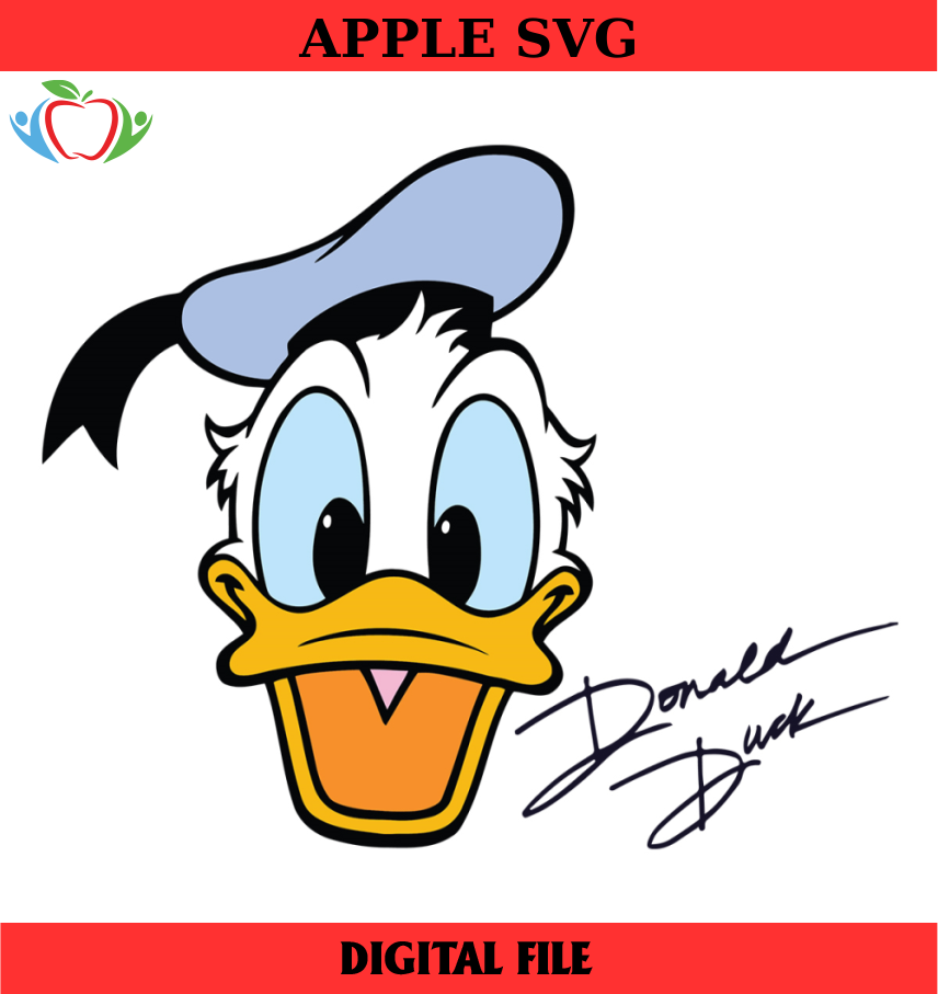 Smiling Face Disney Donald Duck Signature SVG, Disney Svg ,D - Inspire ...