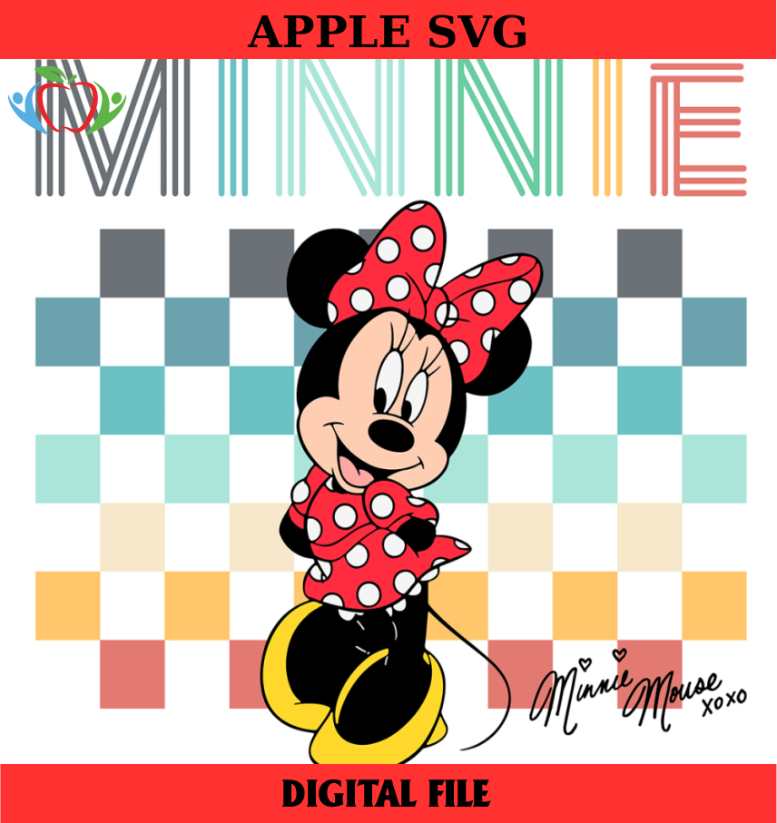Checkered Minnie Mouse Disney Signature SVG, Disney Svg ,Dis - Inspire ...