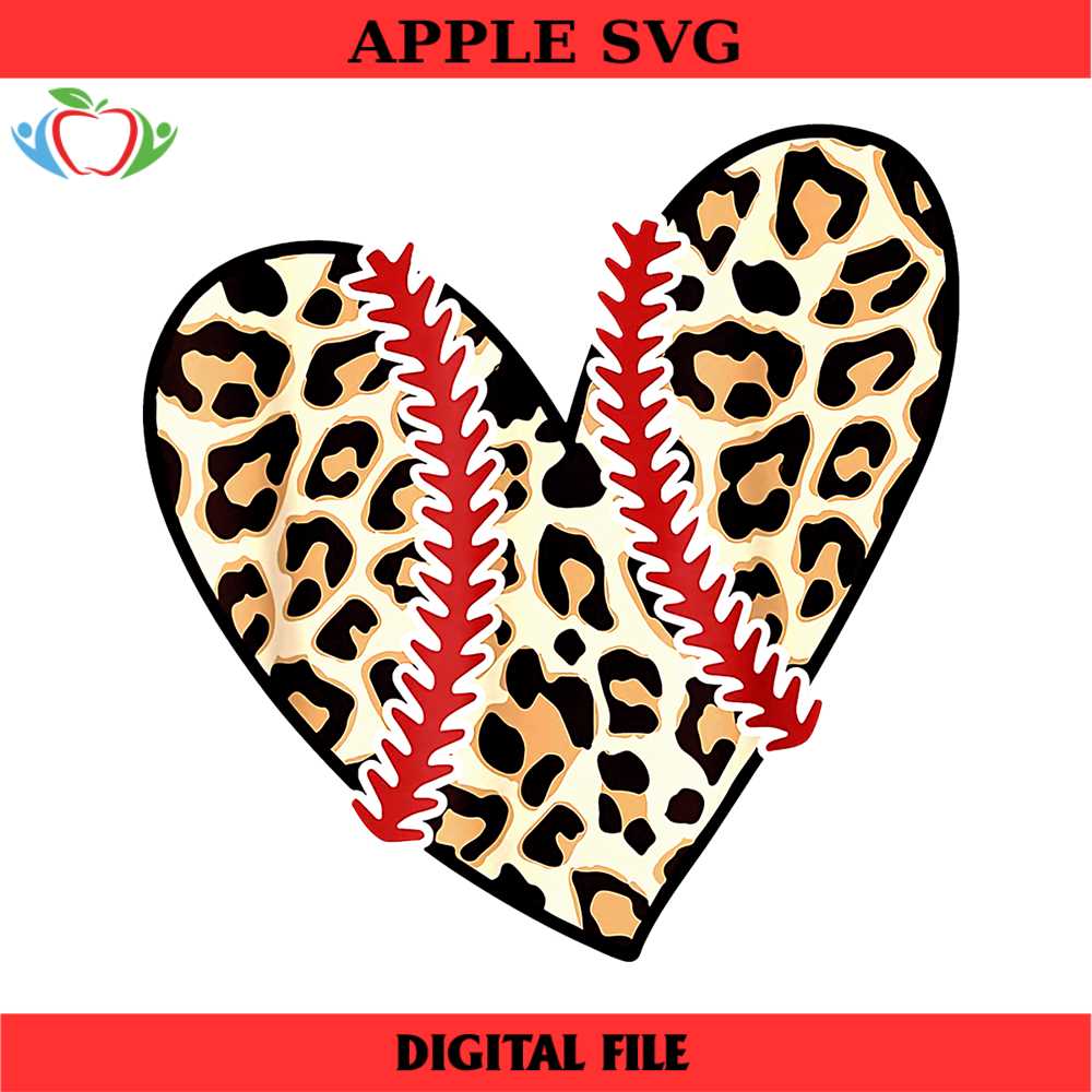 Cow Print Leopard Plaid Heart Shape Softball PNG | Inspire Uplift