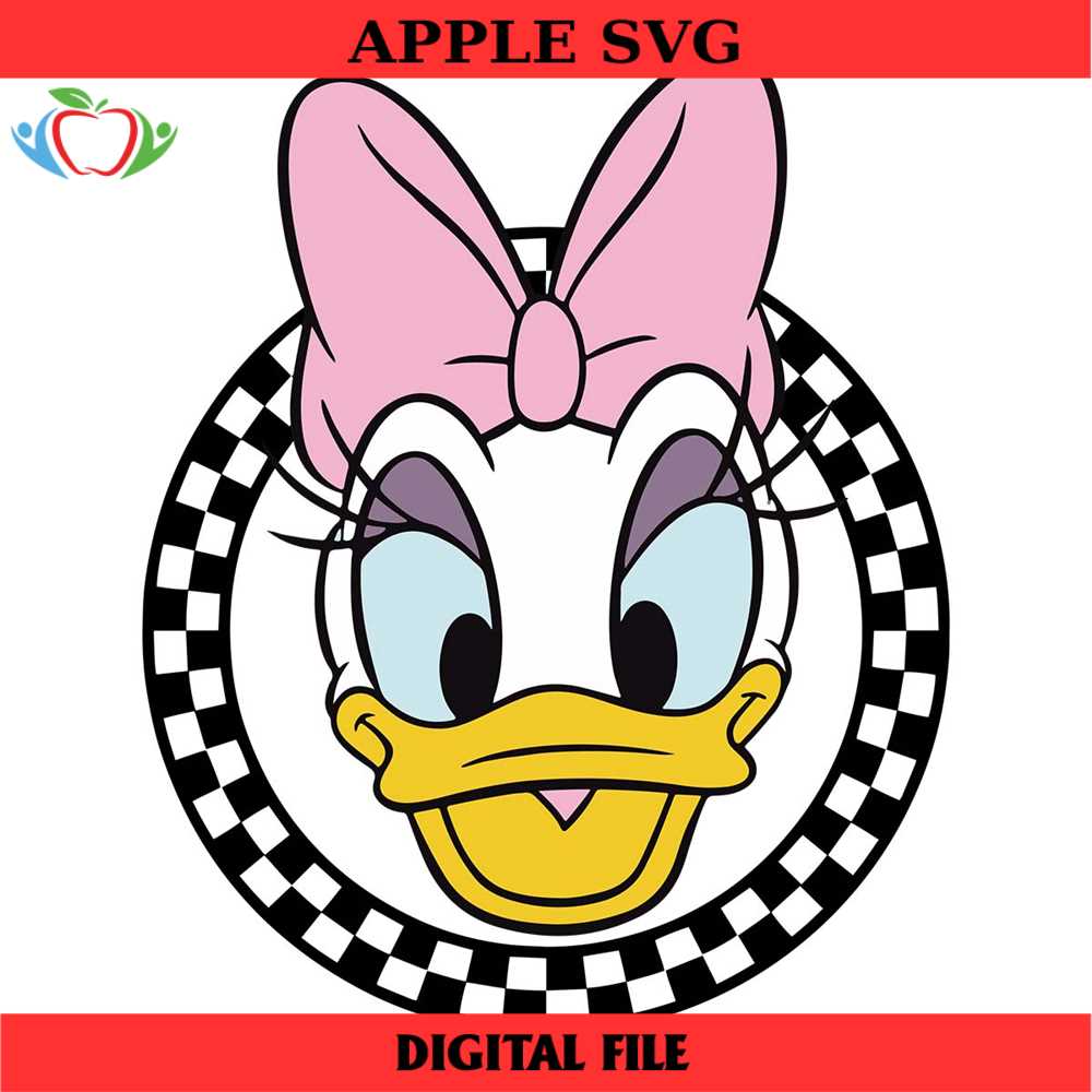 Disney Daisy Duck Checkered Head SVG | Inspire Uplift
