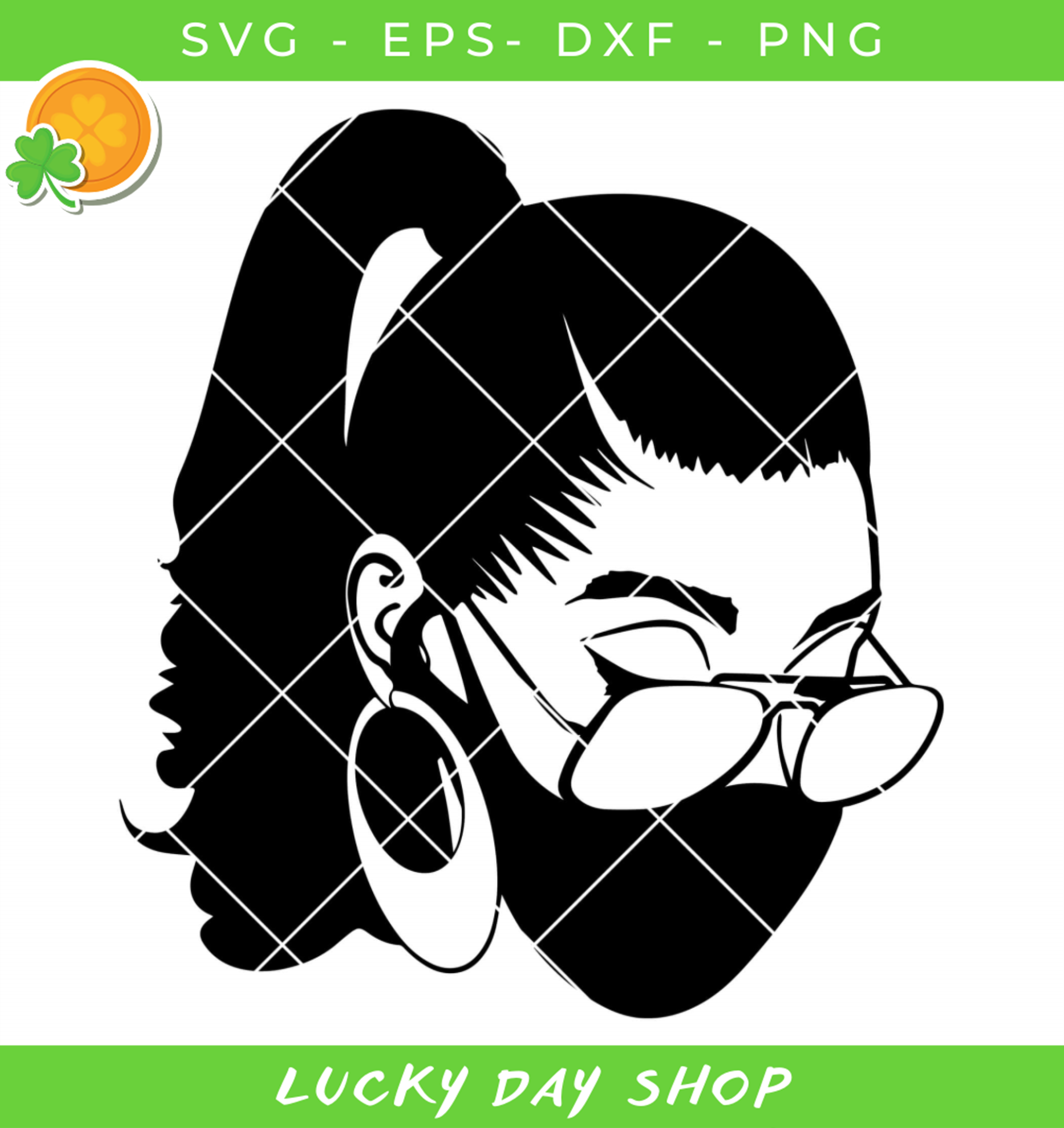 Black Woman In Glasses Svg, Mask Svg, Ponytail Svg - Lucky D | Inspire ...