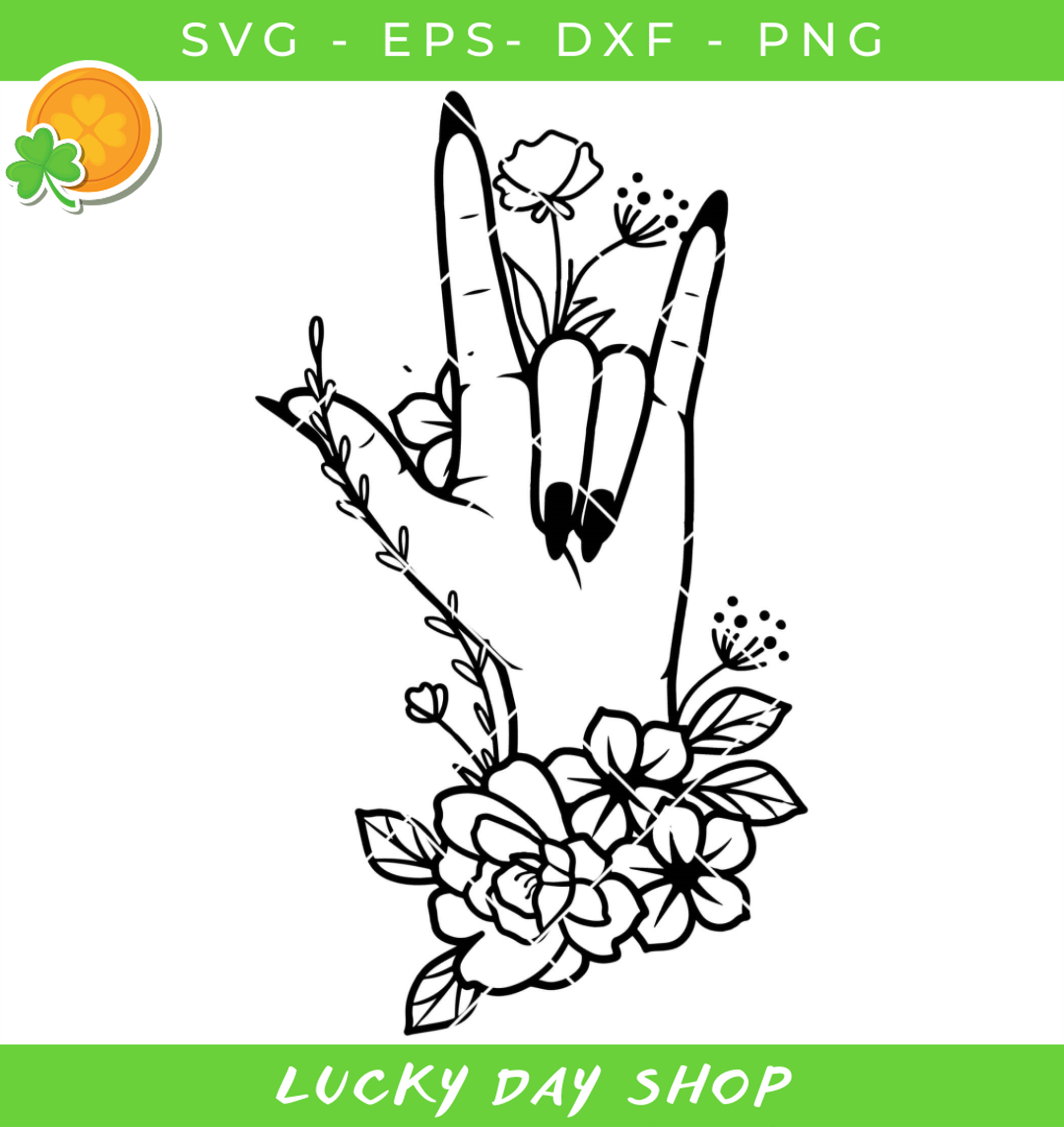 Love You Hand Sign Svg , ASL Svg, Wildflower Svg - Lucky Day - Inspire ...