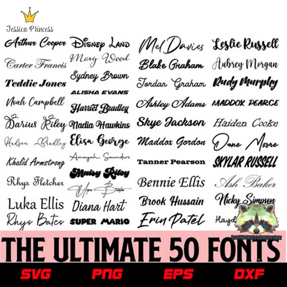 50 Fonts Bundle, Cricut, Canva Font, Script Font, Calligraph - Inspire ...