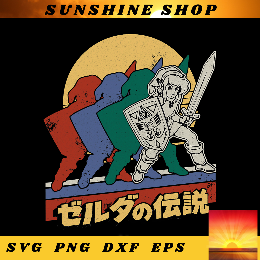 Legend Of Zelda Retro Link Kanji Portrait png, digital downl - Inspire ...