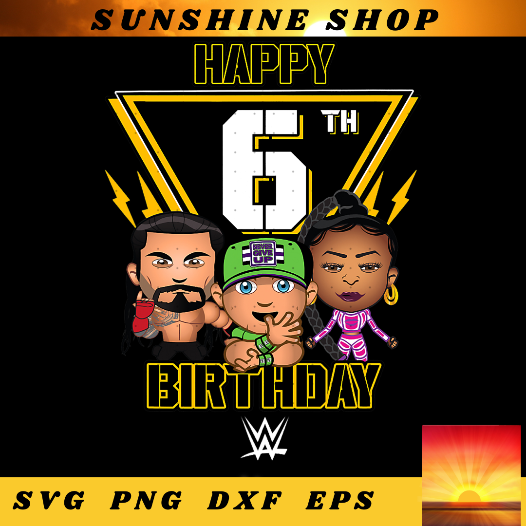 WWE Happy 6th Birthday Wrestler Emojis png, digital download | Inspire ...
