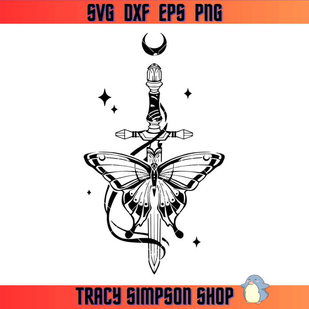 Dagger with Butterfly Svg, Dagger Svg, Sword Svg, Tattoo Svg - Inspire ...
