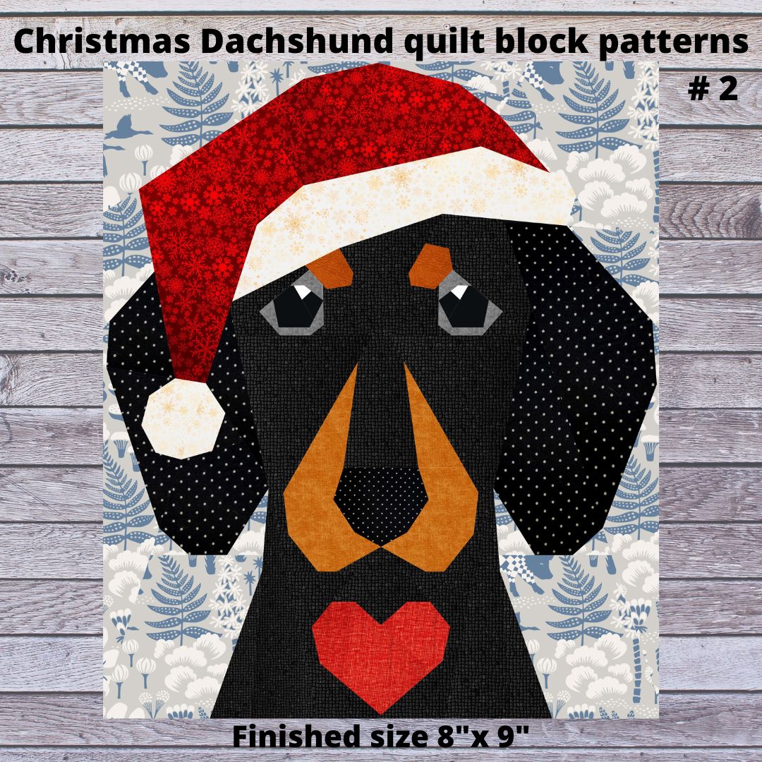 Christmas Dachshund quilt block patterns 2 (Pompon down righ | Inspire ...