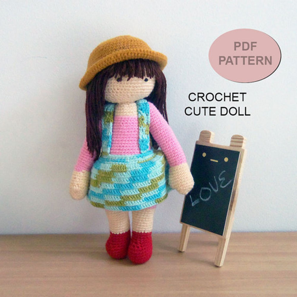 Crochet Cute Doll PDF Pattern, 10 inch tall, patterns&tutori | Inspire ...
