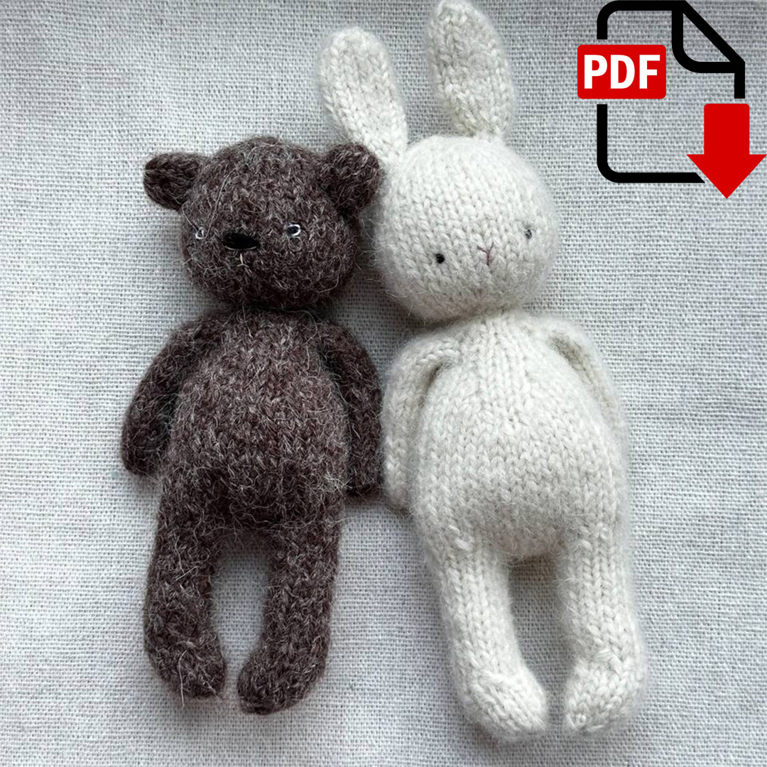 Cake the Bear and Ice-cream the Hare. Knitting pattern. Engl - Inspire ...