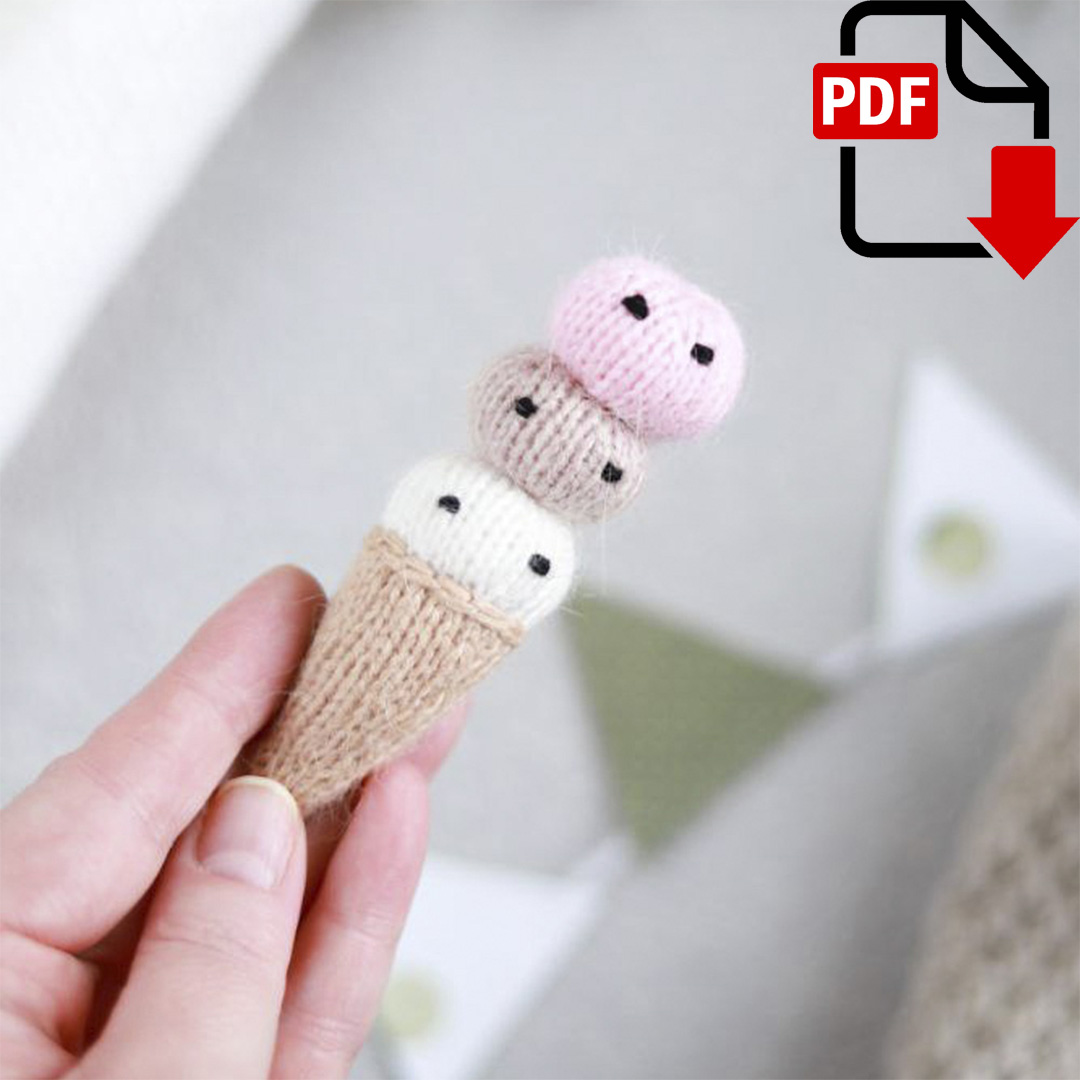 A keychain for keys. Knitted ice cream. Knitting pattern in | Inspire ...