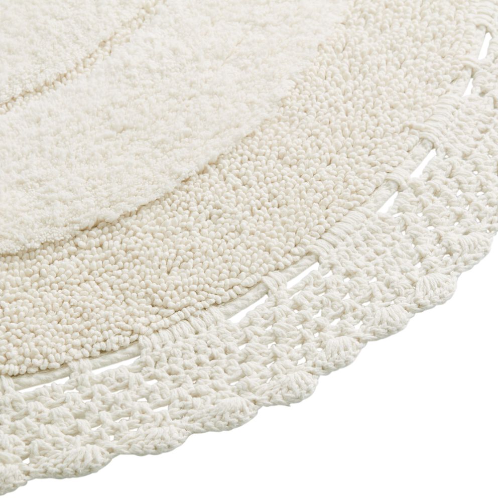 Half Circle Ivory Crocheted Bath Mat | Inspire Uplift