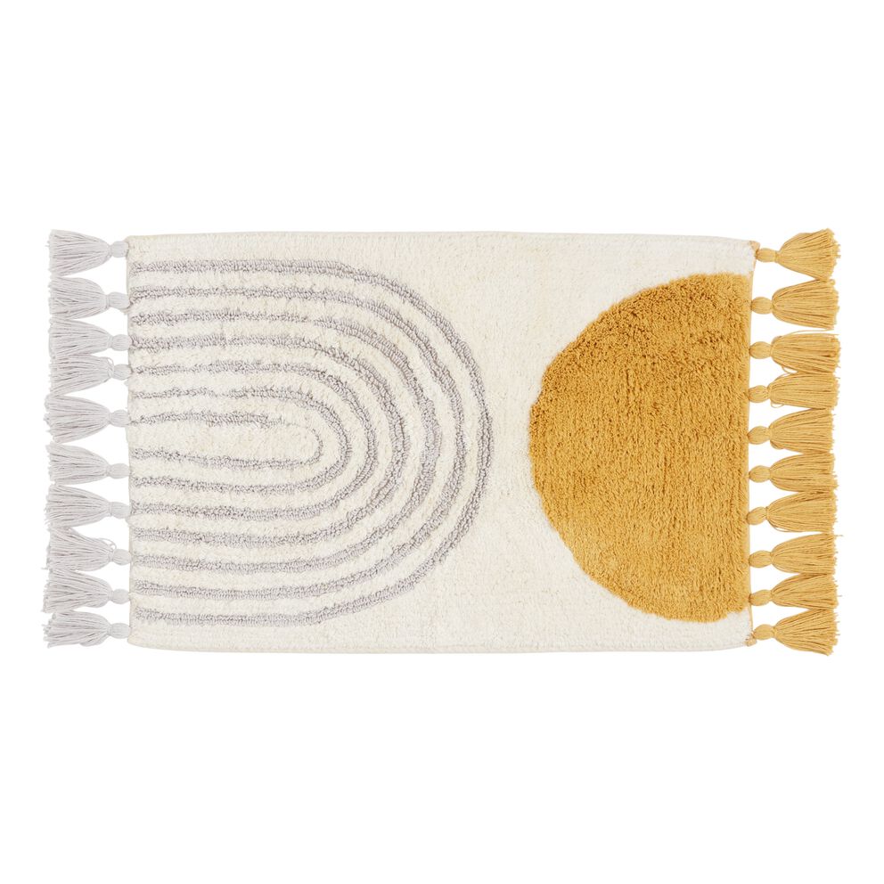Ivory, Gray and Mustard Arch Tufted Bath Mat | Inspire Uplift
