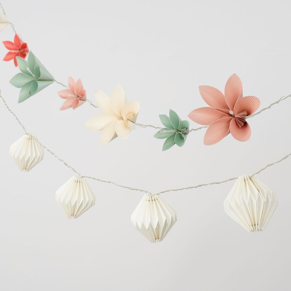 Origami Flowers LED 10 Bulb Battery Operated String Lights | Inspire Uplift
