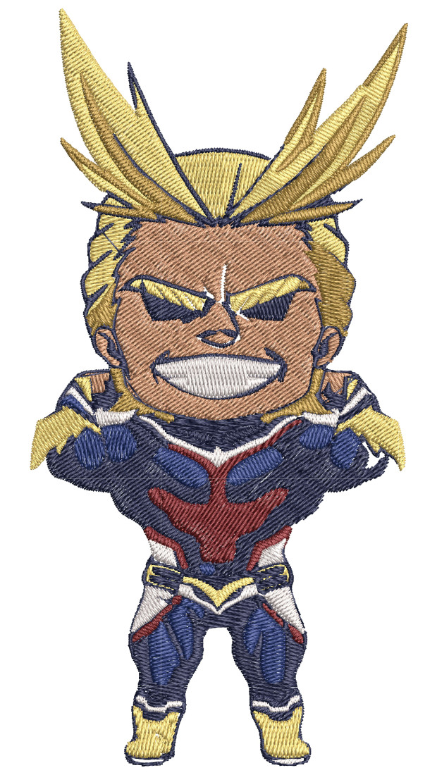 Anime Embroidery Pattern All Might Chibi Flex | Inspire Uplift