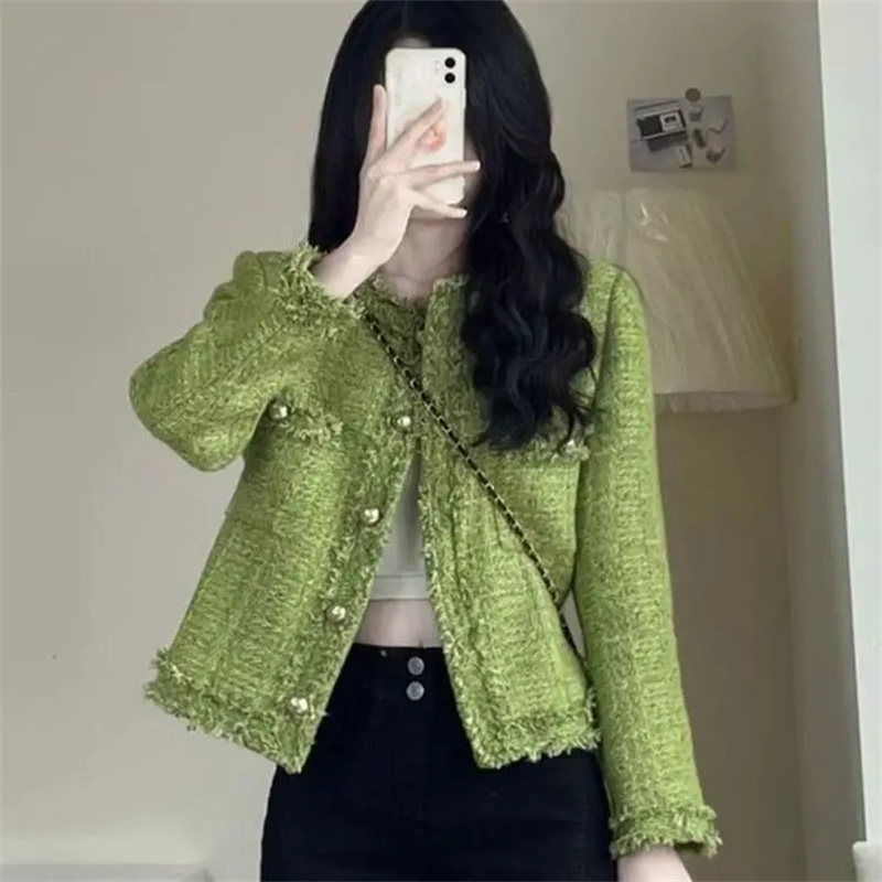 New Autumn Winter Korean Short Tweed Coat Women Vintage | Inspire Uplift