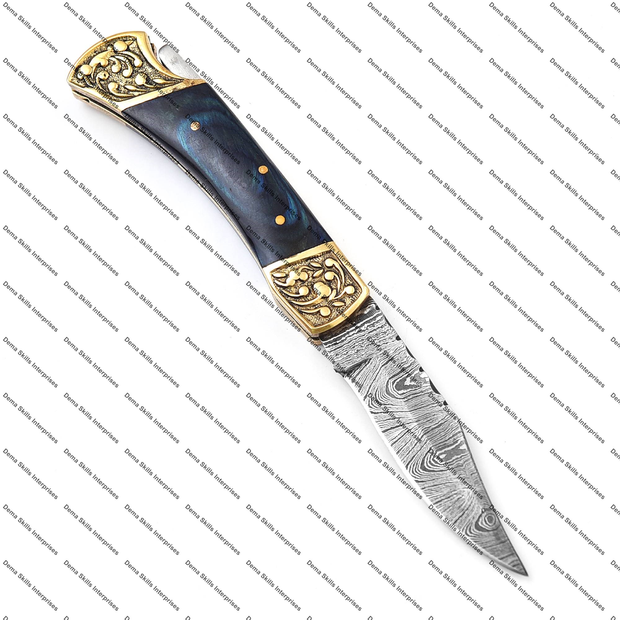 Handmade Damascus Steel Pocket Knife Dollar Sheathe Handle W | Inspire ...