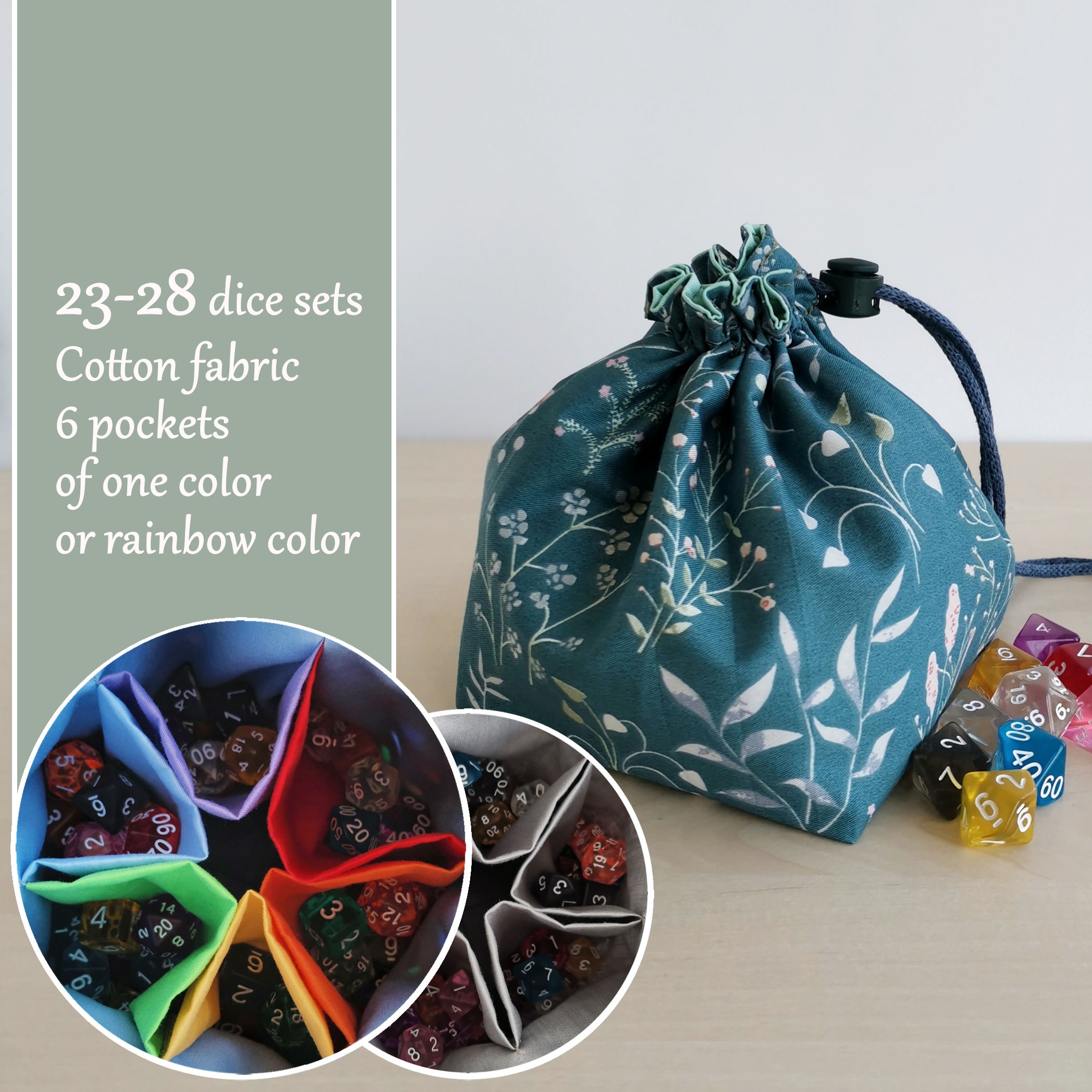 Large dice bag with pockets for 150-200 dice Garden | Inspire Uplift