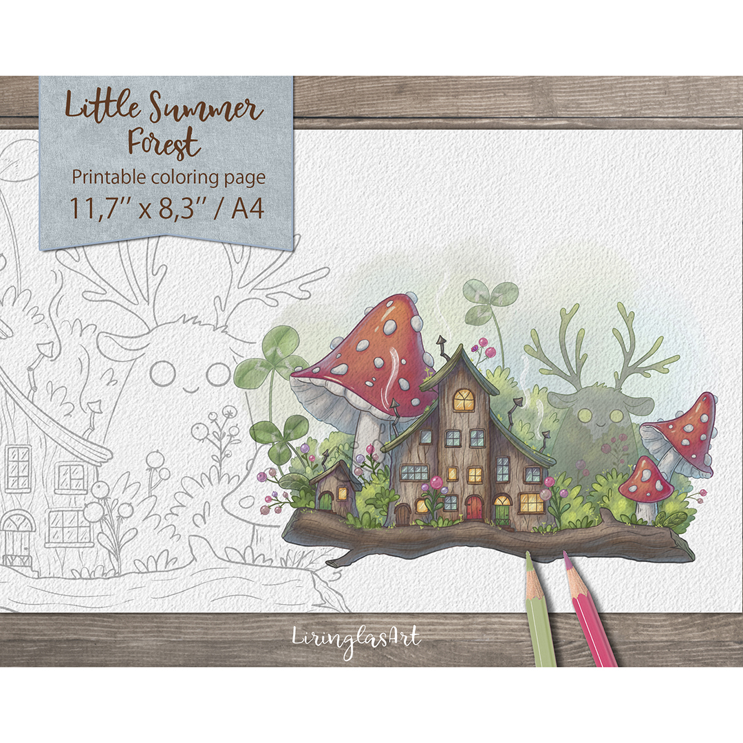 Little Tiny Forest - coloring page PDF JPG | Inspire Uplift