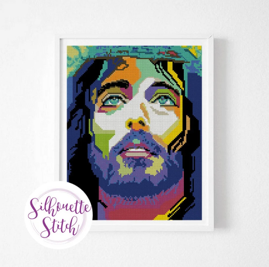 Jesus Christ Polygonal Cross Stitch Pattern - Cross Stitch P | Inspire ...