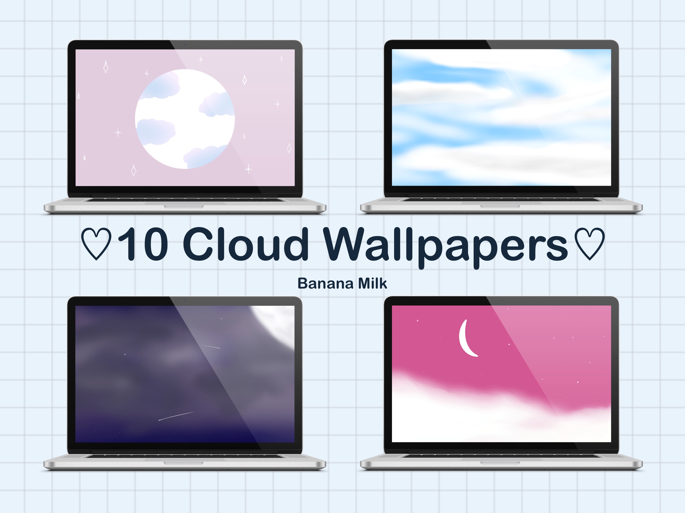 10 Cute Cloud Wallpaper Backgrounds | Digital Downloads | Fo | Inspire ...