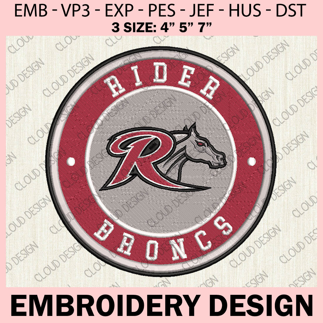 Rider Broncs NCAA Basketball Embroidery Design, Rider Broncs - Inspire ...
