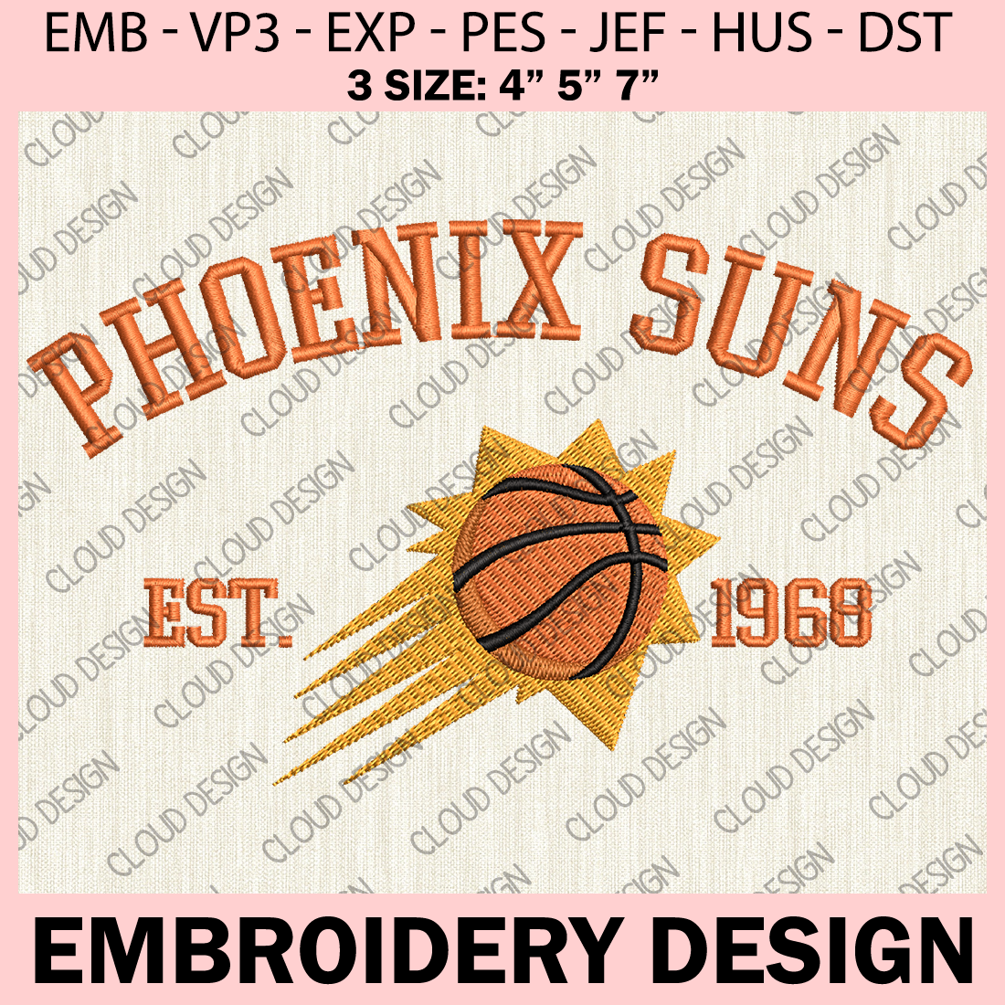 Vintage Phoenix Suns 1968 NBA Teams Embroidery Design, Suns | Inspire ...