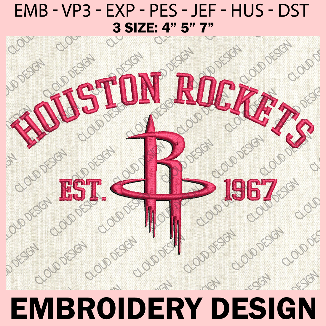Vintage Houston Rockets 1967 NBA Teams Embroidery Design, Ro - Inspire ...