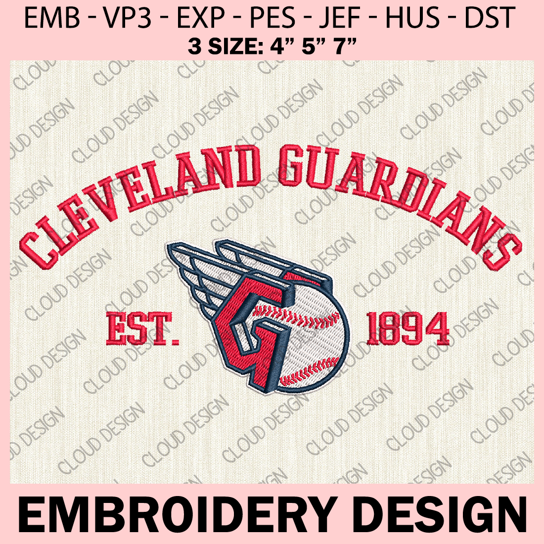 Vintage Cleveland Guardians 1894 MLB Embroidery Design, Clev | Inspire ...
