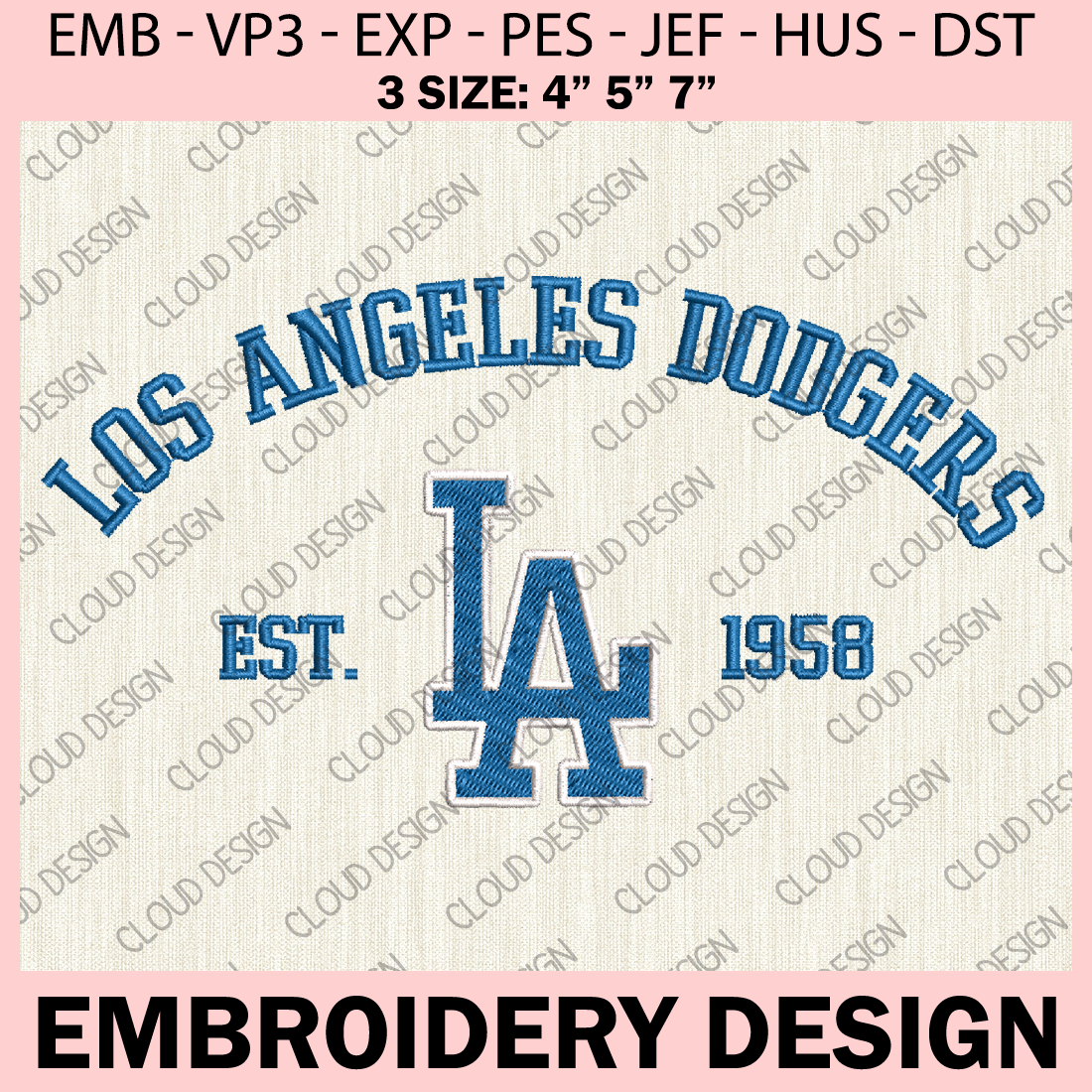 Vintage Los Angeles Dodgers 1958 MLB Embroidery Design, Dodg | Inspire ...